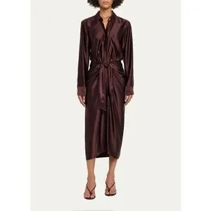 A.L.C. Mila Stretch Silk Midi Shirtdress