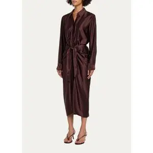 A.L.C. Mila Stretch Silk Midi Shirtdress