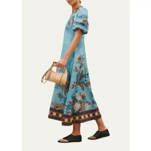 ALEMAIS Georgie Linen Midi Dress