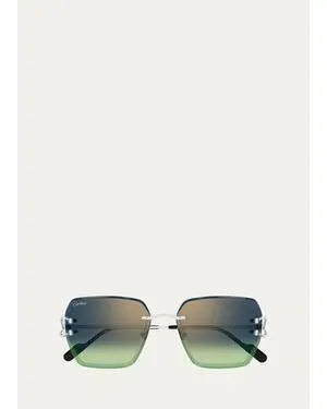 CARTIER Motifs De 58mm Platinum-plated Butterfly Sunglasses - Silver
