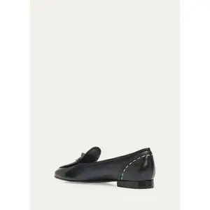 ALEXANDRE BIRMAN Clarita Topstitched Leather Loafers