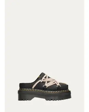 DR. MARTENS X RICK OWENS X Dr. Martens Quad Sole Megalace Leather Mules