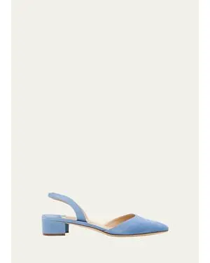 MANOLO BLAHNIK Aspro Suede Slingback Pumps - Blue