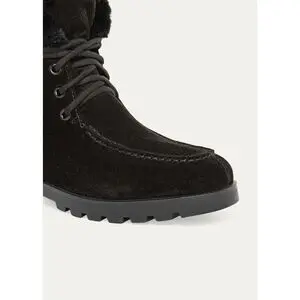 Santoni Shearling-lined Suede Lace-up Boots