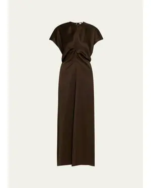 TOTEME Slouch Waist Satin Maxi Dress - Bark