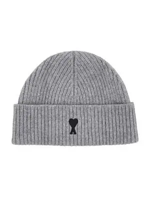 AMI Paris Ribbed Knit Beanie With Wide Turn-up Cuff