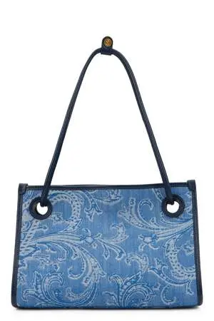 Etro Small Jacquard Denim Shopper Handbag