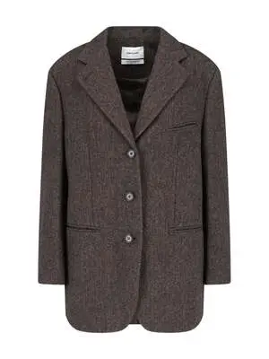 LOW CLASSIC Tailored Herringbone Blazer Jacket - Brown