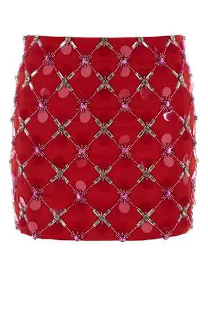 DES_PHEMMES Satin Mini Skirt - Red