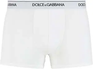 Dolce & Gabbana Set Of Two Cotton Boxer Briefs With Branded Elastic Waist - White