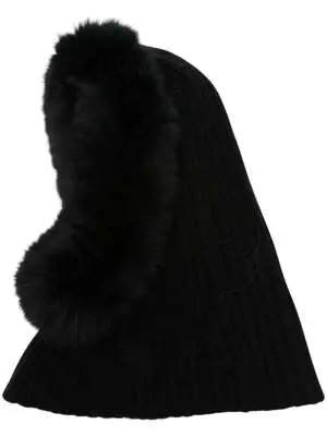 YVES SALOMON Fur Trim Knit Hood