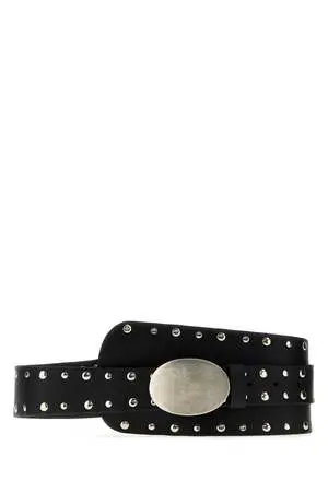 Gimaguas Iris Leather Belt With Silver Hardware - Black