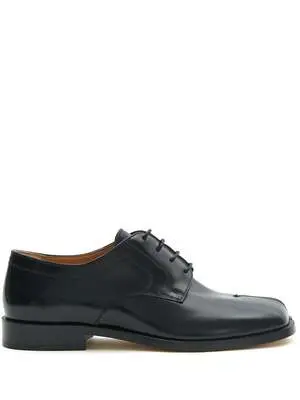 MAISON MARGIELA Brushed Calfskin Split-toe Lace-up Flat Shoes With Contrast Back Stitching