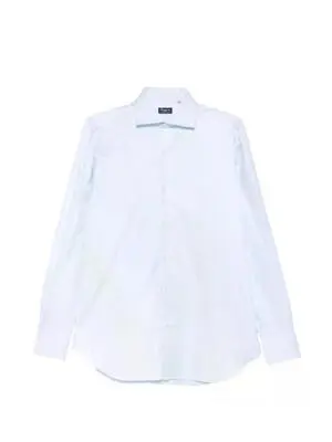 FINAMORE 1925 Micro-check Spread-collar Shirt - Blue