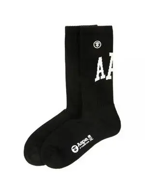 AAPE BY *A BATHING APE Moonface Logo Socks - Neutrals
