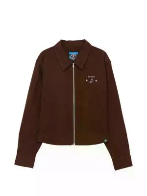AGNES B. Flannel-blend Zip-up Shirt Jacket - Brown
