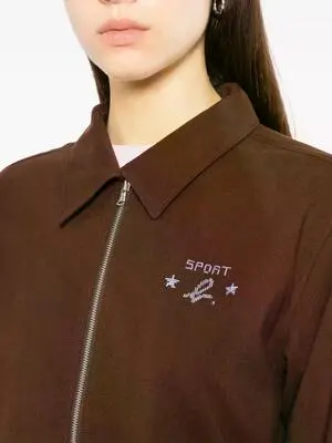 AGNES B. Flannel-blend Zip-up Shirt Jacket