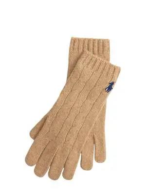 Ralph Lauren Ribbed Knit Wool-cashmere Gloves - Beige