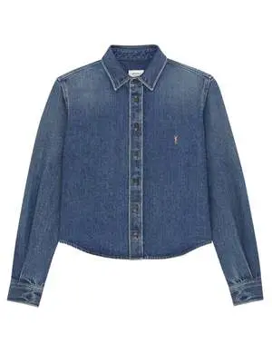SAINT LAURENT Saint Laurent Front-Button Blouse With Pointed Collar And Curved Hem