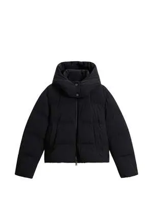 Woolrich Stand-up Collar Jacket With Removable Hood And Snap Pockets