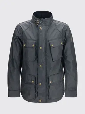 Belstaff Utility Jacket In Waxed Cotton With High Neck And Patch Pockets