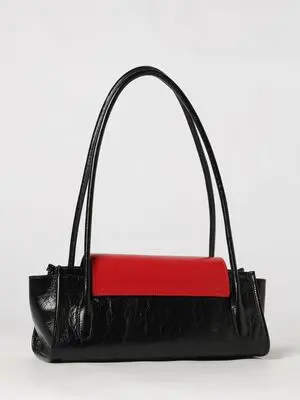 Marni Trunkette Ruched Leather Shoulder Bag With Double Handle - Black