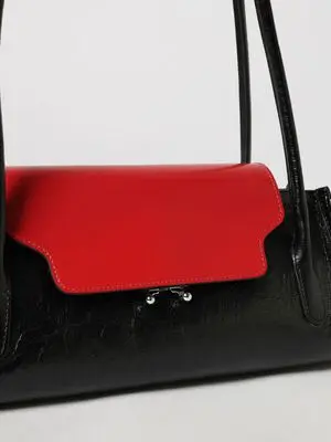 Marni Trunkette Ruched Leather Shoulder Bag With Double Handle - Black