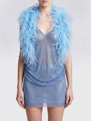 Giuseppe Di Morabito Draped Evening Top With Ostrich Feathers And Rhinestones - Blue