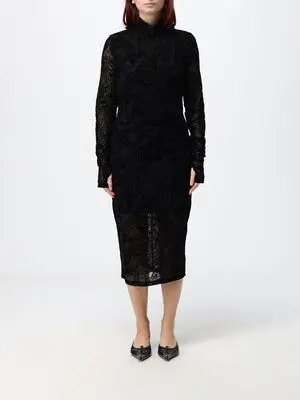 Just Cavalli Floral Print Tulle Long-sleeved Mini Sheath Dress