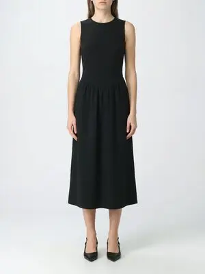 Calvin Klein A-line Jersey Midi Dress With Off-the-shoulder Design - Black
