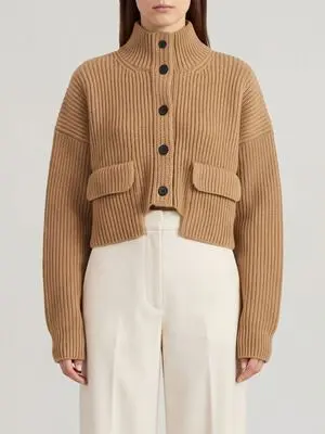 Khaite Cropped Turtleneck Cardigan In 100% Cashmere With Asymmetrical Hem
