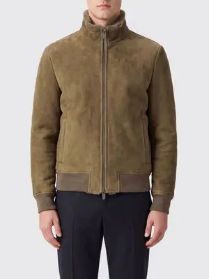 SALVATORE SANTORO Suede Lambskin Bomber Jacket With High Neck