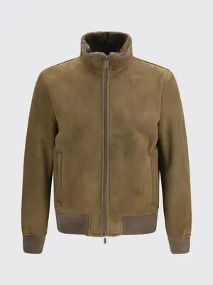 SALVATORE SANTORO Suede Lambskin Bomber Jacket With High Neck