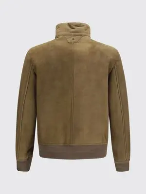 SALVATORE SANTORO Suede Lambskin Bomber Jacket With High Neck