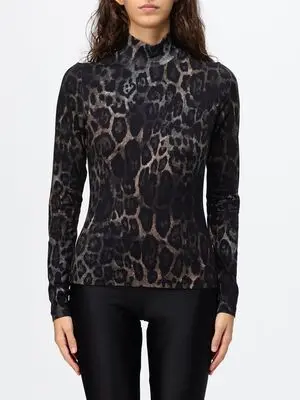 Just Cavalli Animal Print Stretch Cotton Slim Fit Turtleneck Top