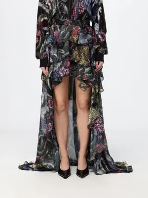 Just Cavalli High-waisted Asymmetrical Long Viscose Skirt With Graphic Print - Multicolor