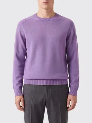 BROOKSFIELD Pure Cashmere Crewneck Jumper With Ribbed Long Sleeves - Plum