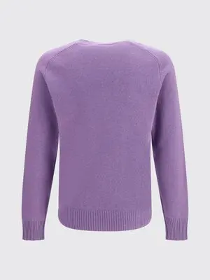 BROOKSFIELD Pure Cashmere Crewneck Jumper With Ribbed Long Sleeves - Plum