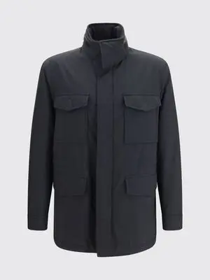 Brioni Short Wool-blend Parka With High Neck And Concealed Fastening