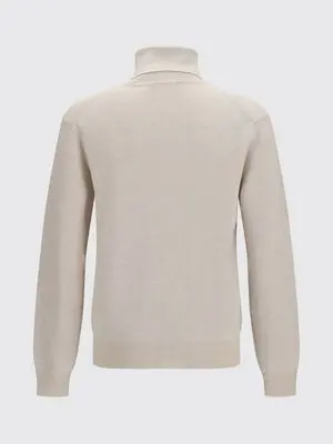 Brioni Cashmere And Wool Blend Turtleneck Jumper With Ribbed Trims - Beige