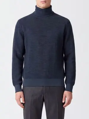 Brioni Cashmere And Wool Blend Turtleneck Jumper With Ribbed Trims - Blue