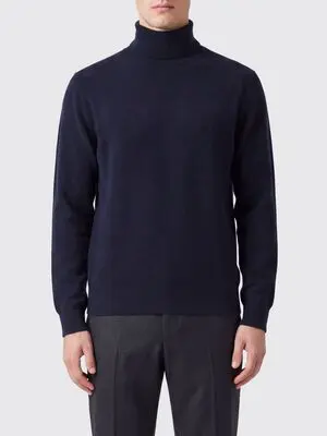 Brioni Cashmere And Wool Blend Turtleneck Jumper With Ribbed Trims - Navy