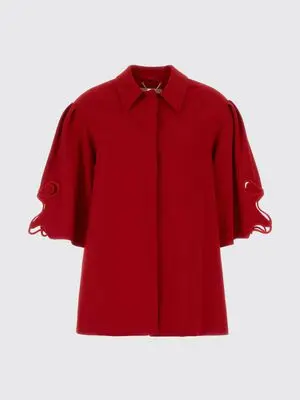 Blumarine Short-sleeved Shirt With Classic Collar And Dropped Shoulders - Red
