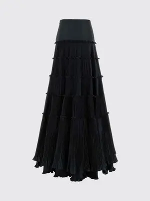Blumarine High-waisted Pleated Crêpe Full Maxi Skirt - Black