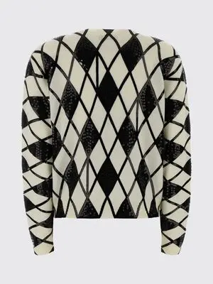 Blumarine Wool And Cashmere Argyle V-neck Jumper With Sequins