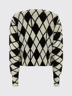 Blumarine Wool And Cashmere Argyle Cardigan With Sequin Embellishment