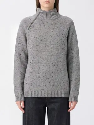 Gimaguas Half-zip Turtleneck Jumper In Recycled Wool Blend With Dropped Shoulders - Grey