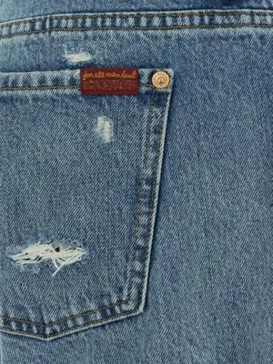 7 For All Mankind High-waisted Wide Leg Jeans In Cotton Denim With Distressed Effect