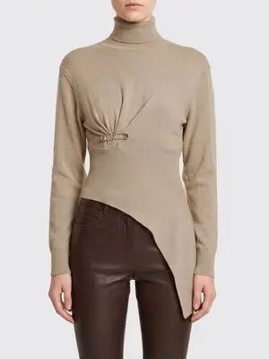 LANVIN Asymmetrical Draped Wool And Cashmere Blend Turtleneck Jumper - Beige