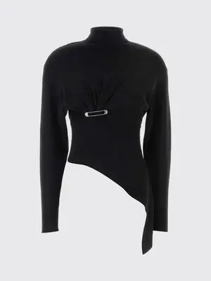 LANVIN Asymmetrical Draped Wool And Cashmere Blend Turtleneck Jumper - Black